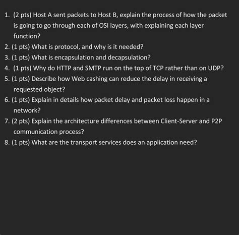 Solved Pts Host A Sent Packets To Host B Explain The Chegg