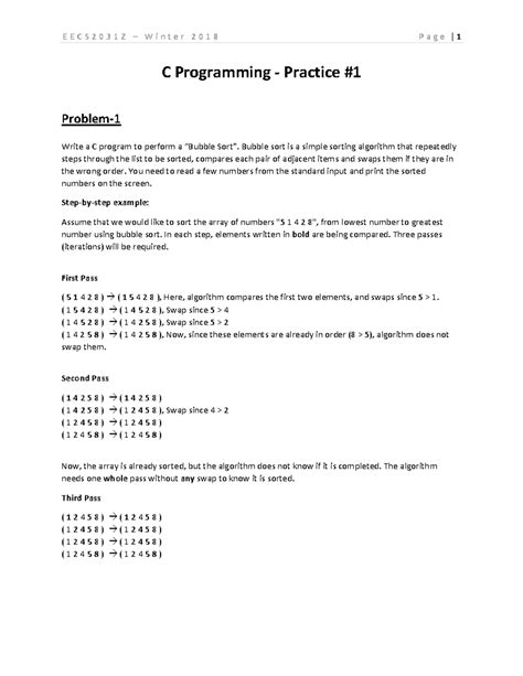C Practice1 Solution C Programming Practice Problem Write A C