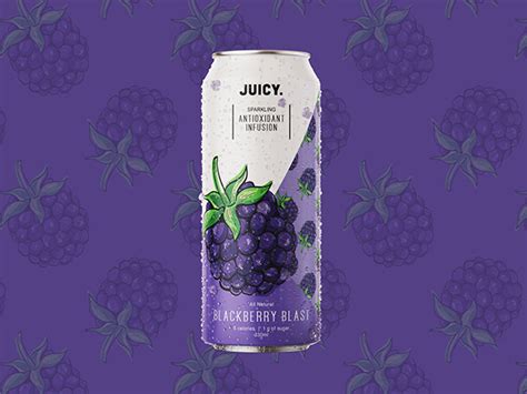 Blackberry Sparkling Water Drink Packaging By Juicy On Behance
