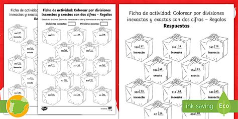 Ficha De Actividad Colorear Por Divisiones Inexactas Y Exactas Con Dos