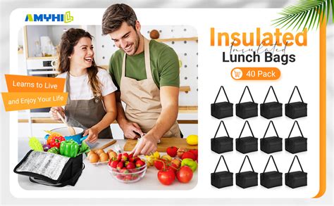 Amyhill 40 Pcs Insulated Lunch Bags Bulk Reusable Cooler