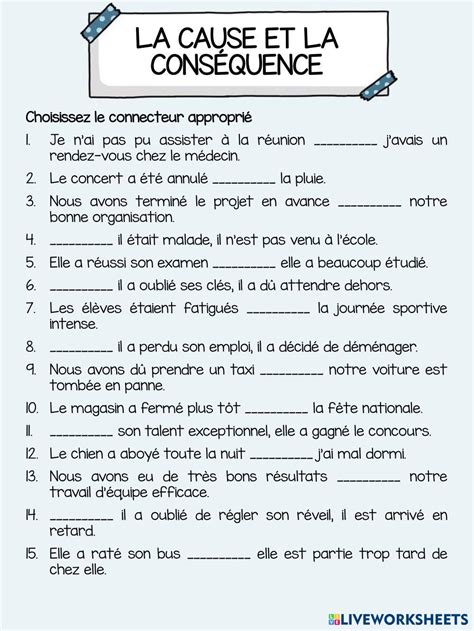 La Cause Et La … Free Interactive Worksheets 7748507
