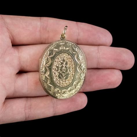 Antique Victorian Forget Me Not Locket Gold Gilt Circa 1890