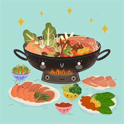 Free Vector Hand Drawn Hot Pot Illustration