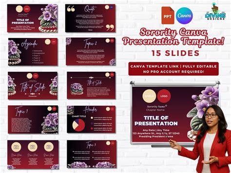 Sorority Presentation Template 15 Slides Canva And Powerpoint Etsy