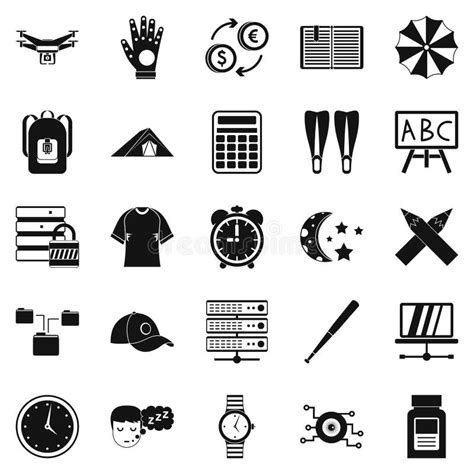 Evening Classes Icons Set Simple Style Stock Vector Illustration Of People Circle 102829681