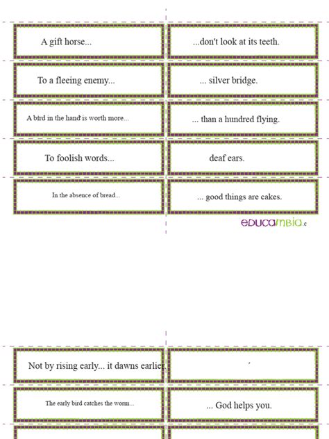Proverbs To Exercise Print Pdf