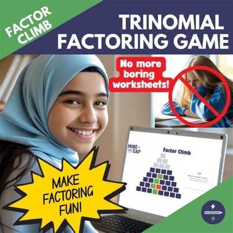 Trinomial Factoring Digital Game Algebra Pyramid Challenge Self Grading