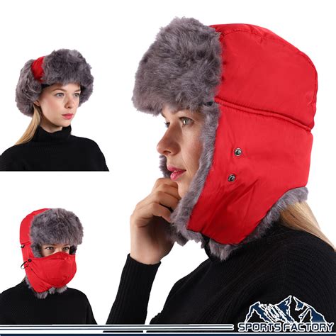 Winter Aviator Trapper Hat Russian Ushanka Ear Flap Mask Fur Warm Face
