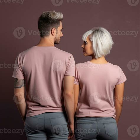 Illustration Of A Fashion Portrait With Plain T Shirt Mockup Ai Generated Stock Photo