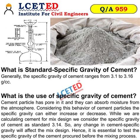 Specific Gravity Test On Cement Determine The Specific Gravity Of Cement Lceted LCETED