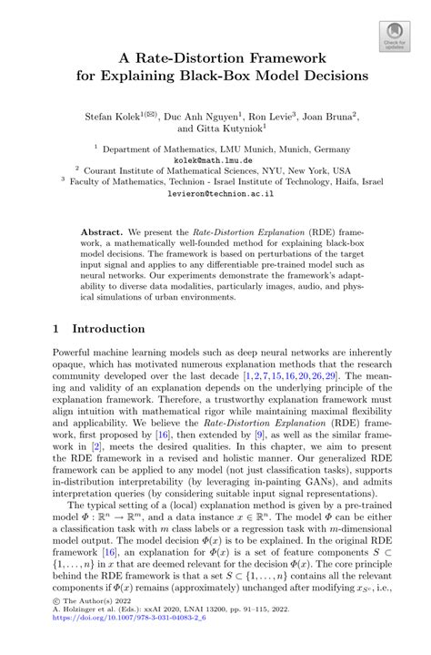 Pdf A Rate Distortion Framework For Explaining Black Box Model Decisions