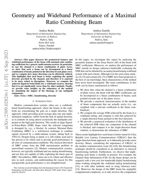 Pdf Geometry And Wideband Performance Of A Maximal Ratio Combining Beam