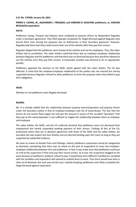 Caong Vs Regualos G No 179428 January 26 2011 Primo E Caong Jr