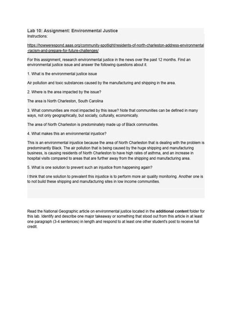 Lab 10 Assignment Environmental Justice 3 Pdf Air Pollution Natural Environment