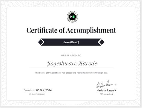 yogeshwari harode on linkedin java certification hackerrank