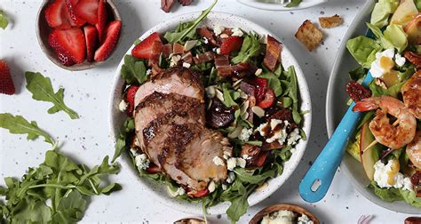 Balsamic Marinated Pork Tenderloin With Bacon Blue Cheese And Arugula