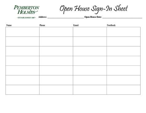 30 Open House Sign In Sheet Pdf Word Excel For Real Estate Agent