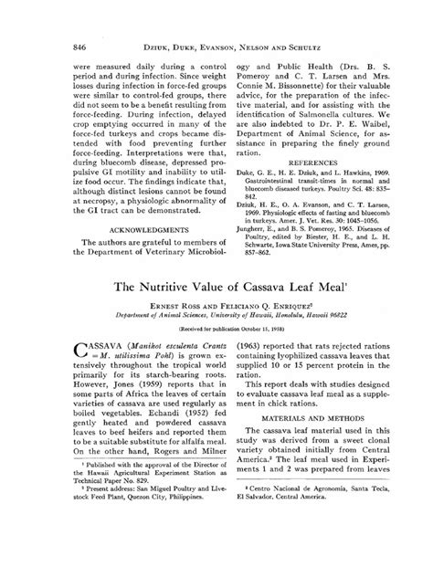 Cassava Leaf Meal Nutritive Value Pdf