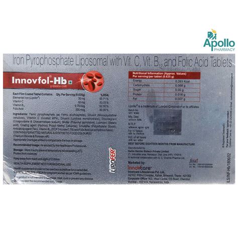 Innovfol Hb Tablet 10s Price Uses Side Effects Composition Apollo