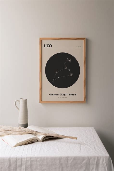 Leo Star Constellation Art Print Zodiac Constellation Wall Art Neutral Decor Astrology Poster