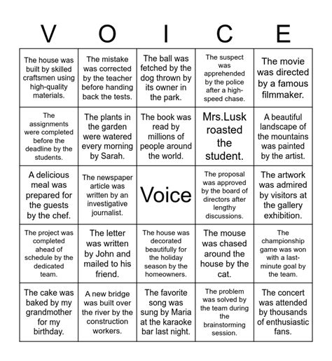 Passiveactive Bingo Card