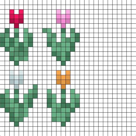 Minecraft Tulips Perler Bead Pattern Bead Sprites Misc Fuse Bead