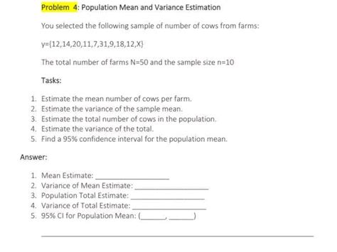 Problem 4 Population Mean And Variance Studyx