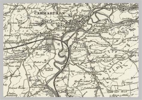 1890 Collection Carmarthen Newcastle Emlyn Ordnance Survey Map I