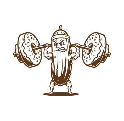 Pickle Wearing Helmet Lifting Barbell With Donuts Fitness And Humor