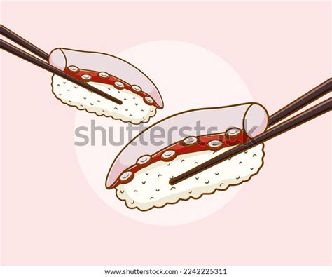 Cute Tako Sushi Cartoon Illustration Stock Vector Royalty Free 2242225311 Shutterstock