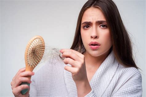 Hair Loss Woman With A Comb And Problem Hair Hairloss Stressed Woman