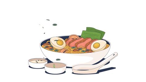 Japanese Tonkotsu Ramen Bowl With Boiled Egg And Pork Cartoon Animation