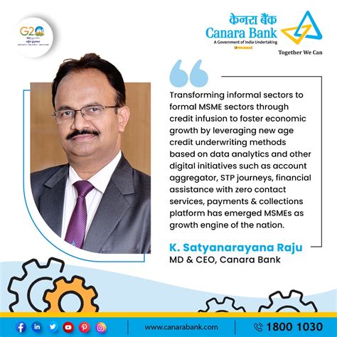 Canara Bank On Msmeday Canara Bank Md And Ceo Shri K