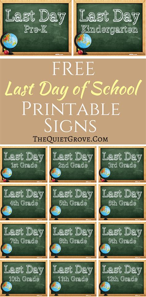 Free Printable Last Day Of School Signs ⋆ The Quiet Grove
