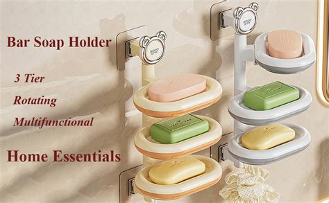 3 Tier Bar Soap Holder For Shower Rotating Shampoo Bar