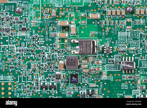 Computer Printed Circuit Board With Electronic Components Circuit