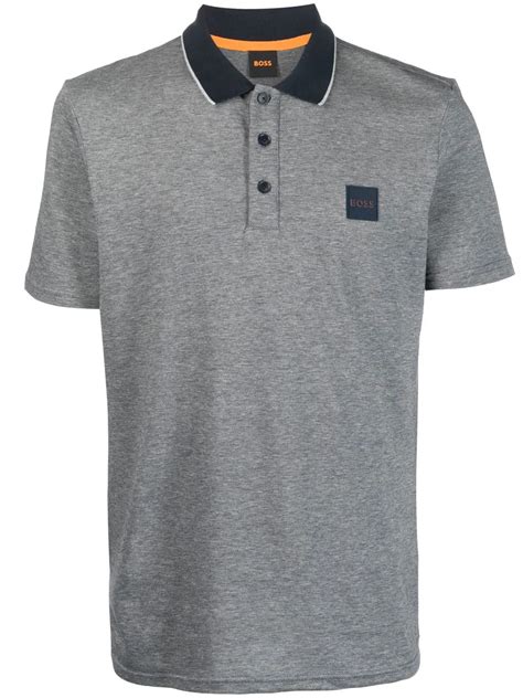 Boss Chest Logo Patch Polo Shirt Blue Farfetch