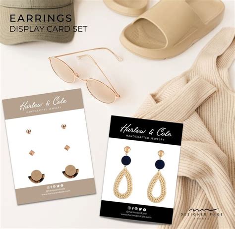 Earrings Display Cards Template Canva Editable Printable Earrings