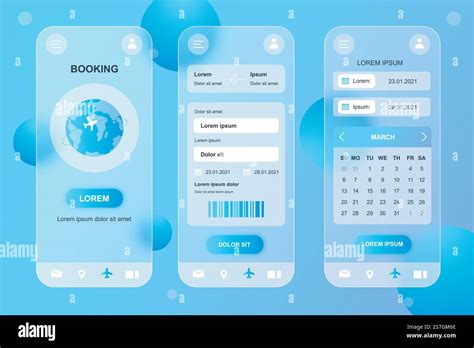 Travel Booking Neumorphic Elements Kit For Mobile App Airplane Ticket