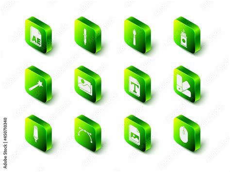 Set Pipette Paint Brush Spray Can Color Palette Guide Computer Mouse Text File Document