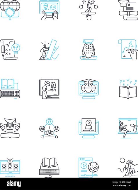 Virtual Classes Linear Icons Set Online Zoom Distance Remote