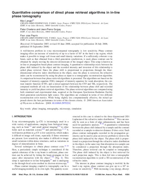 Pdf Quantitative Comparison Of Direct Phase Retrieval Algorithms In