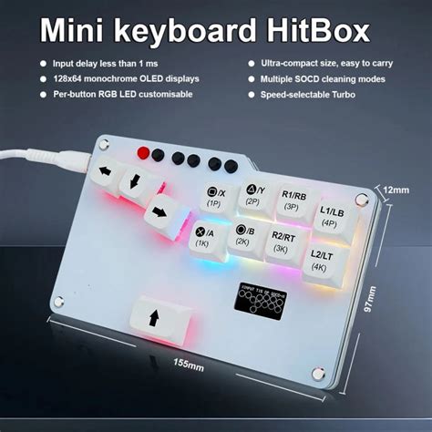 Hitbox Mini Gp2040 Ce Fightstick Pocket Keyboard With Hot Swap Rgb Cherry Switch For Ps3 Ps4
