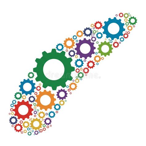 An Assemblage Of Colorful Gears Forms An Elongated Elliptical Shape
