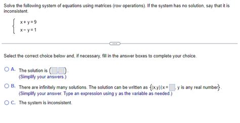 Solved Solve The Following System Of Equations Using Chegg