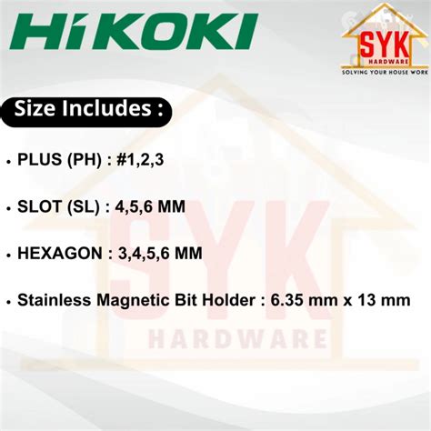 Syk Hikoki 402314 Driver Bit Set 11pcs Cordless Impact Drill