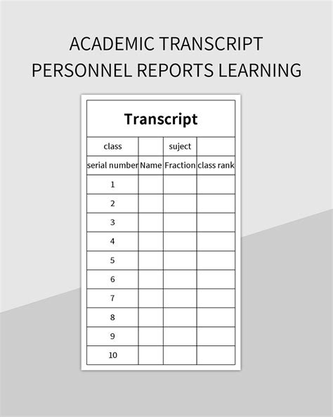 Academic Transcript Personnel Reports Learning Excel Template And