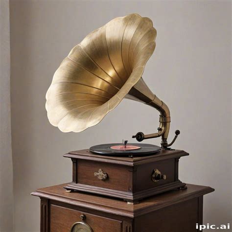 Vintage Gramophone Playing A Record In A Cozy Living Room Setting