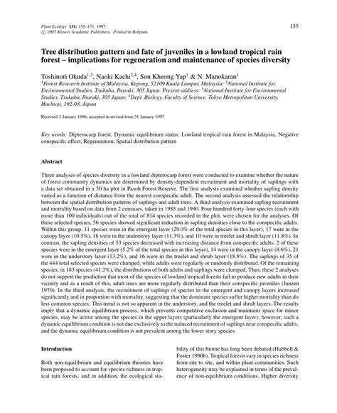 Pdf Tree Distribution Pattern And Fate Of Juveniles In A Lowland